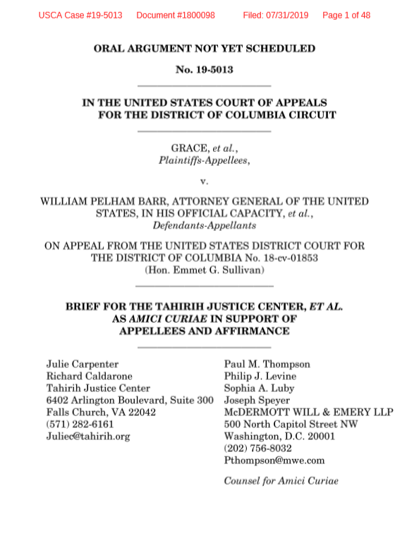 Amicus Brief Filed In U S Court Of Appeals For The Case Grace V Barr